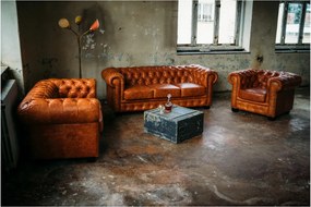 Křeslo z pravé kůže Chesterfield IV