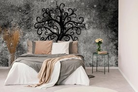 Tapeta strom života černobílý - 150x100 cm