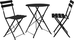 Zahradní set 1+2, černá, ocel, OBAX