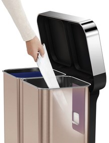 Pedálový odpadkový koš Simplehuman na tříděný odpad – 58l, bronzový - ROSE GOLD