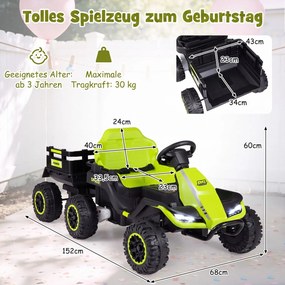 Costway 24 Elektrický traktor V Elektrický traktor pro děti ve věku 3 a – zelený