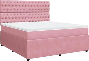 Box spring postel s matrací růžová 180x200 cm samet 3294717