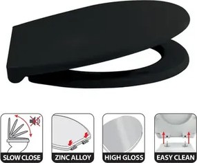 Spirella HARRY WC prkénko černé / soft-close / Easy Clip / polypropyle