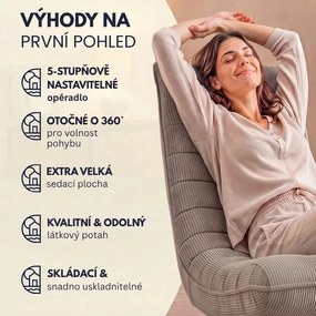Lenoška ABERDEEN CORD, žebrovaný potah, 87×60×105 cm, šedohnědá (taupe) Casaria
