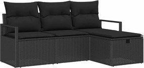 Set pohovek 4 ks 4-Počet míst Černá polyratan 3359152