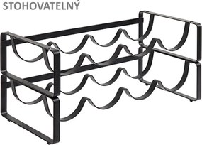 5Five® Stojan na láhve vína nebo sportovní láhve na pití, černý kov, stohovatelný STOK