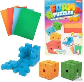 TEDDIES Pěnová stavebnice 3D kostky / Stavebnice / Pěna / 4 archy / 3+