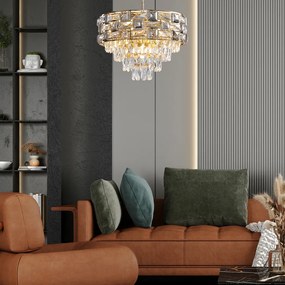 Lustr Luxuria, 1x křišťálové/zlaté kovové stínítko, (fi 50cm), g