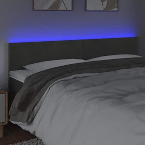 Čelo postele s LED tmavě šedé 200x5x78/88 cm samet 3121399