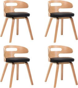 Jídelní židle 4 ks černé ohýbané dřevo a umělá kůže 278854