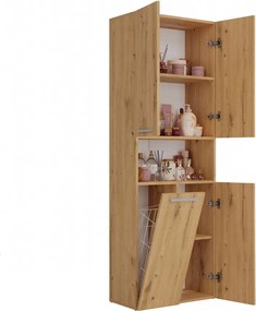 Koupelnový sloupek s košem na prádlo NEL 1K DK dub artisan