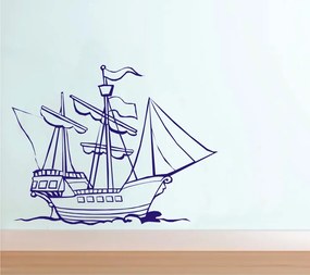 WALLVINIL Samolepky na zeď - Loď Barva: Modrá námořní, Velikost: 40x30 cm, Pravá / Levá: Levá (dekorace směřuje/dívá se doleva)