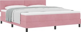 Postel s boxspringem s čelo Růžová 180 x 200 cm samet 3339193