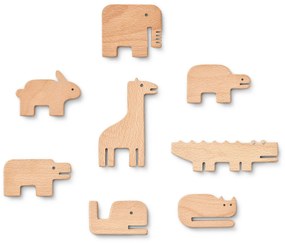 LIEWOOD Dřevěná skládací hračka Thorkild Animals Natural, přírodní barva, dřevo