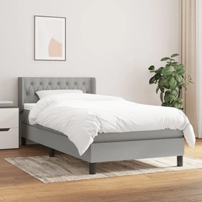 Box spring postel s matrací světle šedá 90x200 cm textil,  3129921