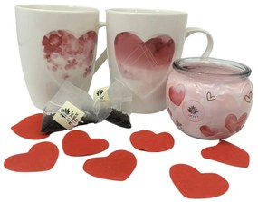 HOME ELEMENTS Dárkový set z lásky - Hrnky, čaj a svíčka