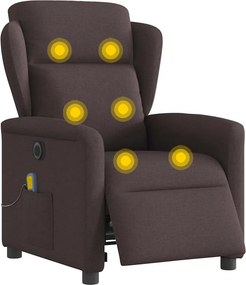 Elektrické masážní polohovací křeslo tmavě hnědé textil 3303129