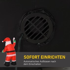HOMCOM Nafukovací vánoční dekorace, 2,4 m Santa Claus s LED osvětlením, cukrová hůlka pro vnitřní i venkovní použití