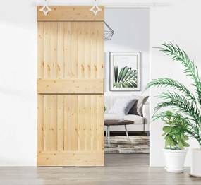 vidaXL Posuvné dveře s kováním 90 x 210 cm masivní borové dřevo [3203164]