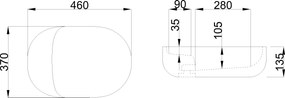 Invena Elara, umyvadlo na desku 460x370x135 mm, bílá lesklá, INV-CE-03-P46-Y Leták: https://cloud.invena.pl/s/nnXaZKg3crBrRkz/download?path=%2FPliki%20do%20strony%20www%2FCE-03-P46-Y/Inne/CE-03-O46-Y-ulotka-ENG…