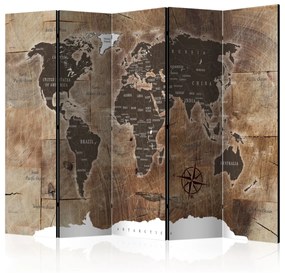 Paraván - Room divider – Map on the wood