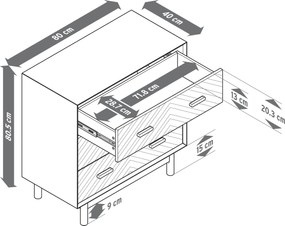 Tchibo - Komoda se zásuvkami z jasanového dřeva - barva: hnědá
