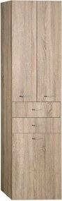 Aqualine Aqualine, ZOJA/KERAMIA FRESH skříňka vysoká s košem 50x184x29cm, dub platin, 51295