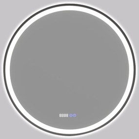 CERANO - Koupelnové LED zrcadlo Rivo, kovový rám - černá matná - Ø 80 cm