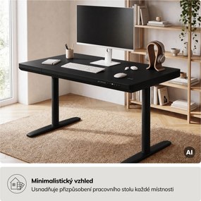 Elektrický psací stůl sit-stand se zásuvkou a bezdrátovou nabíječkou Qi černý, 1200 mm: ELLIS