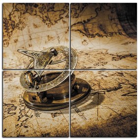 Obraz na plátně - Kompas na mapě antického světa - čtverec 3999FD (100x100 cm)