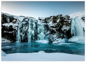 Skleněný obraz zamrzlých vodopádů (70x50 cm)