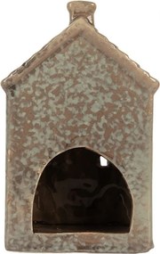 Zelený keramický domek na čajovou svíčku Lamont - 10*8*15 cm