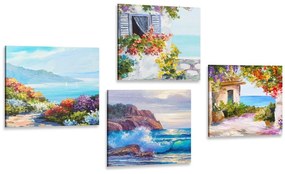 Set obrazů mořská krajina v imitaci malby