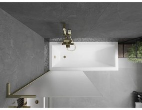 Mexen Next L, 1-křídlová vanová zástěna 80 x 150 cm, 6mm sklo námraza, zlatý lesklý profil, 895-080-000-03-30-50