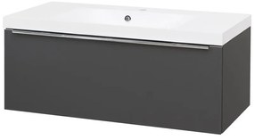 Mereo Mereo, Mailo, koupelnová skříňka s umyvadlem z litého mramoru 101 cm, bílá, dub, antracit, CN537M