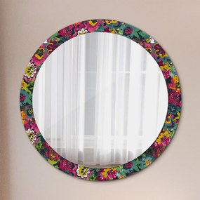 Kulaté dekorativní zrcadlo Ručně -nakládané květiny fi 90 cm
