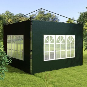 Outsunny Boční Zdi pro Altán 3x3 m a 3x6 m - Sada 2 Stěn s Okny 293x193 cm Tmavě Zelená