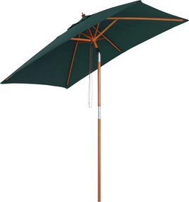 Zahradní slunečník Outsunny 200x150 cm obdélníkový s nastavitelným úhlem dřevěným stožárem a kličkovým mechanismem pro terasu | Aosom