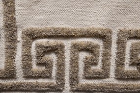 Diamond Carpets India, Ručně vázaný kusový koberec Greek DESP P86 Ivory White Antique Mud, 140x200, bílá, chodba / předsíň
