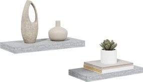 Plovoucí nástěnné police 2 ks betonově šedé 50x23,5x3,8 cm MDF 326595