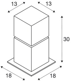 SLV 1000344 Square Pole, venkovní sloupkové svítidlo z nerezu, 1x20W E27, výška 30cm, IP44