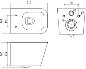 Mexen Teo, závěsné WC Rimless s WC deskou slim, duroplast, šedá-modrá matná, 30854069