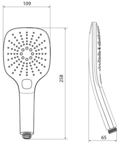 Sapho Sapho, Ruční masážní sprcha s tlačítkem, 3 režimy, 109x109mm, ABS/chrom, 1204-52
