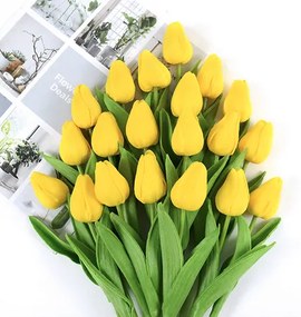 Bytová dekorace - kytice umělých tulipánů Balení: 5 ks, Barvy: K17 ŽLUTÁ