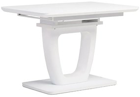 AUTRONIC Jídelní stůl 110+40x75 cm, bílá 4 mm skleněná deska, MDF, biely matný lak