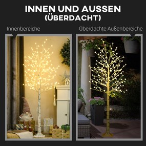 HOMCOM LED třešeň se 180 LED diodami 180 cm umělý stromek s osvětlením 3 úrovně jasu pro slavnostní vánoční výzdobu | Aosom.de