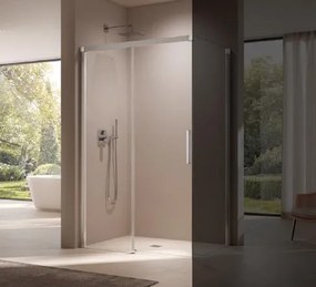 Kermi NICA - Sprchové dveře D2L, 123x200 cm, levé, lesklá stříbrná/čiré sklo NID2L12320VPK