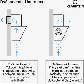 Klarstein BigBite šikmá digestoř | režim odsávání vzduchu a recirkulace | bezpečnostní sklo | 417 m³/h | 90 cm