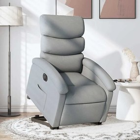 Elektrické zvedací polohovací křeslo světle šedé textil 3204002