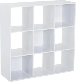 Bílá knihovna HOMCOM pro domácnost a kancelář, moderní regál s 9 přihrádkami z dřevotřísky, 91x29,5x91cm | Aosom